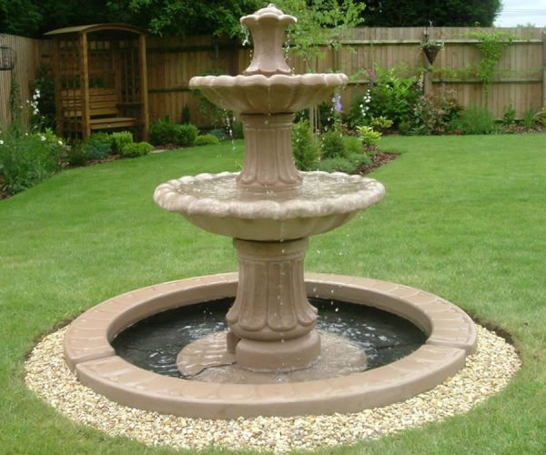 2 Tiered Barcelona Fountain, Small Aster Single Pool Surround - Stone ...