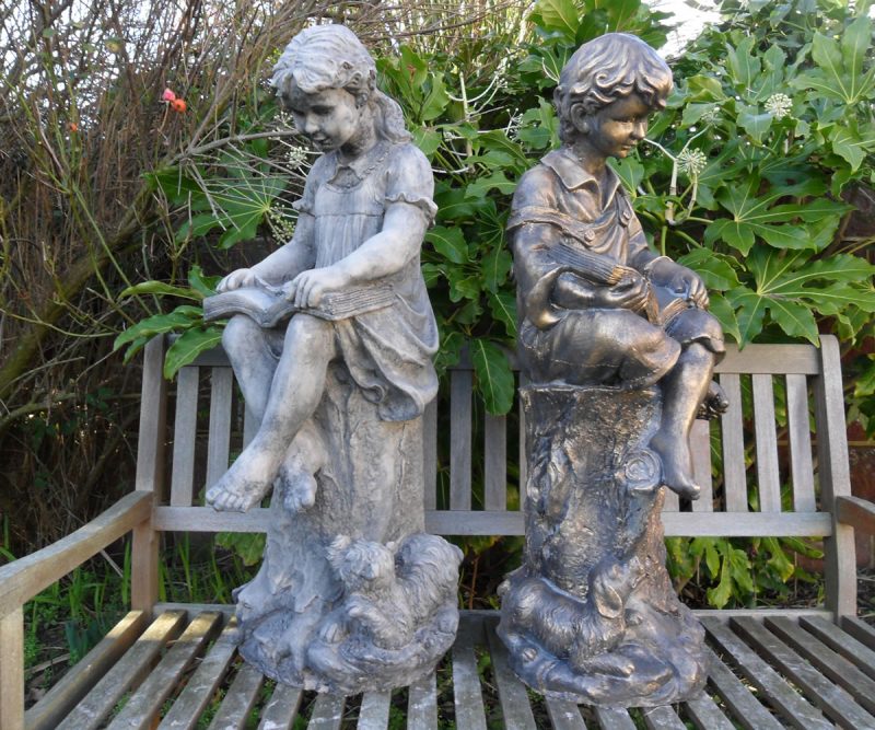 Summer Boy & Girl Statues - Stone Garden Ornaments & Garden Statues in UK
