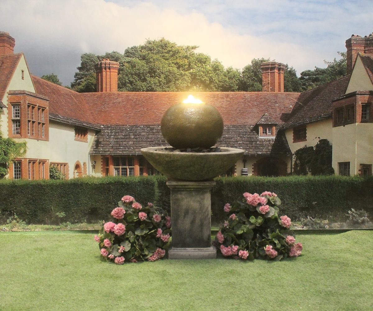 Modern Contemporary Patio Ball Fountain On Classic Plinth - Stone ...
