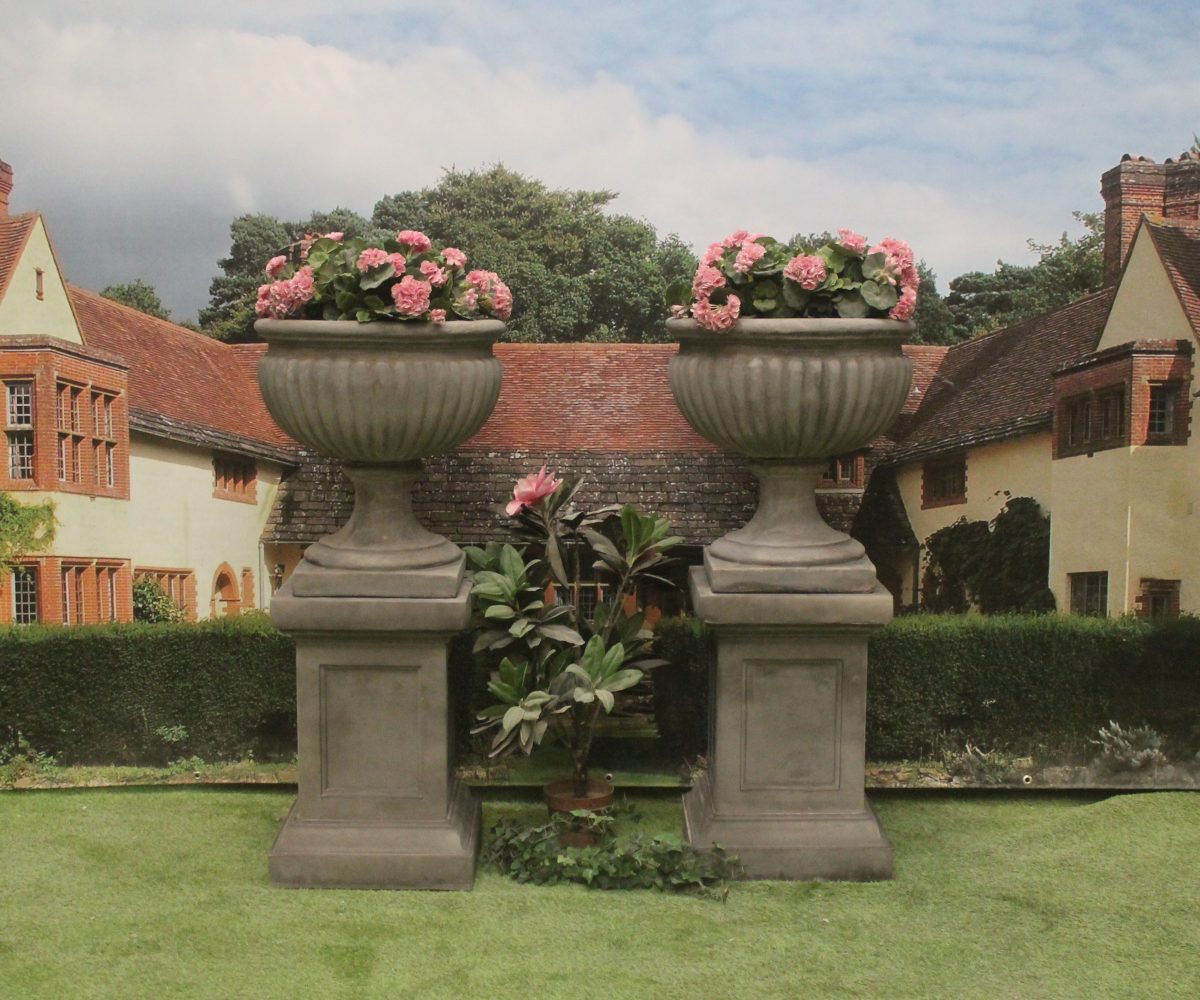 Pair of Victorian Urns on Panel Plinths - Stone Garden Ornaments ...