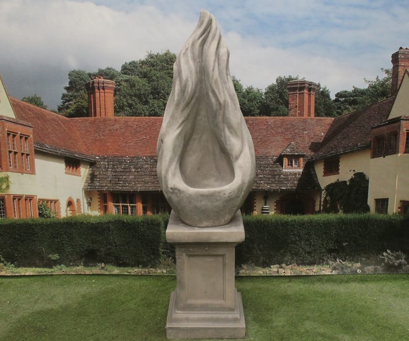 Flame Sculpture on Panel Plinth - Stone Garden Ornaments & Garden ...
