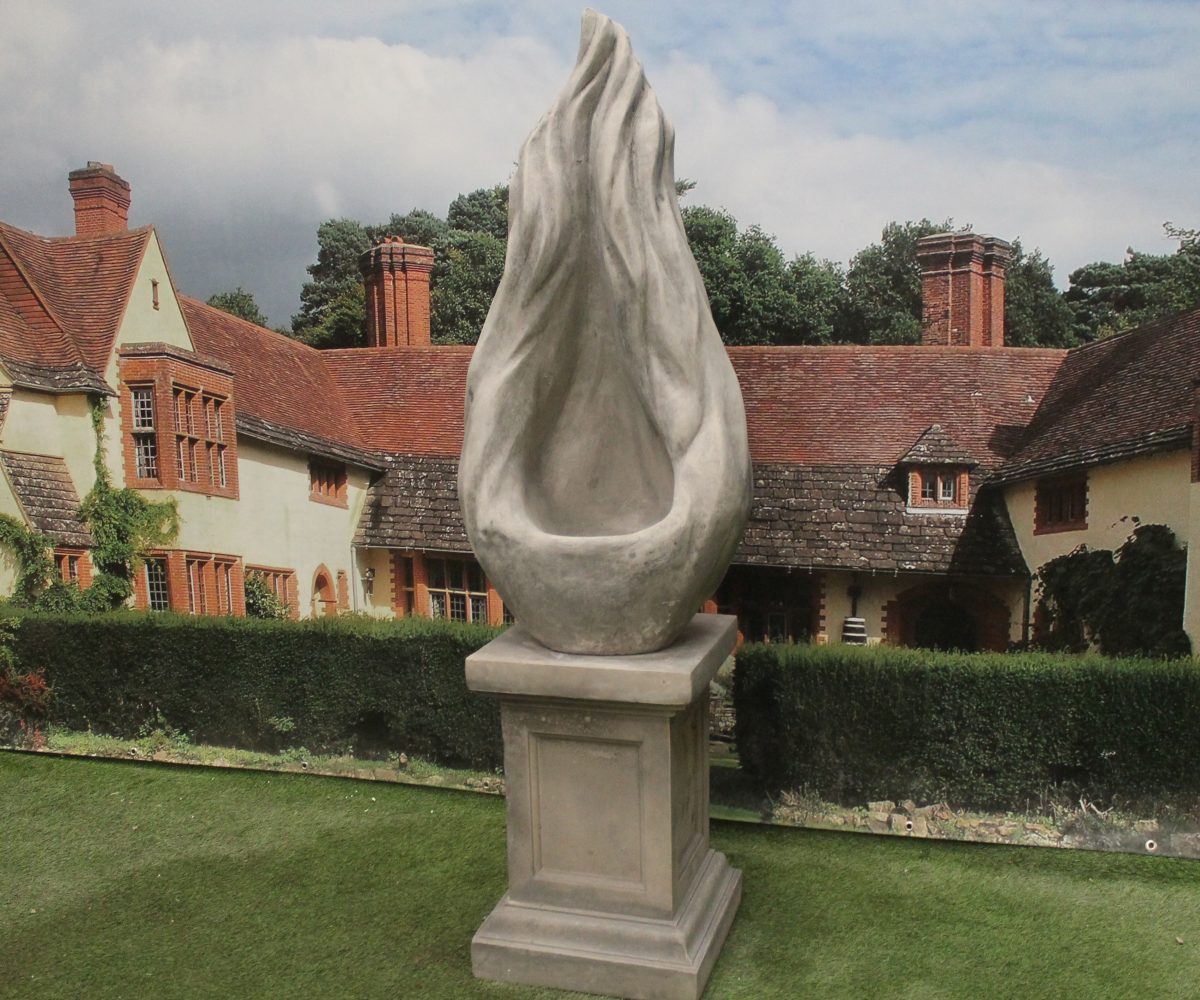 Flame Sculpture on Panel Plinth - Stone Garden Ornaments & Garden ...