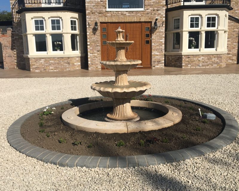 3 Tiered Medium Barcelona Fountain, Laurel Single Pool Surround - Stone ...