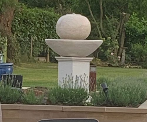 Modern Contemporary Patio Ball Fountain On Classic Plinth - Stone ...
