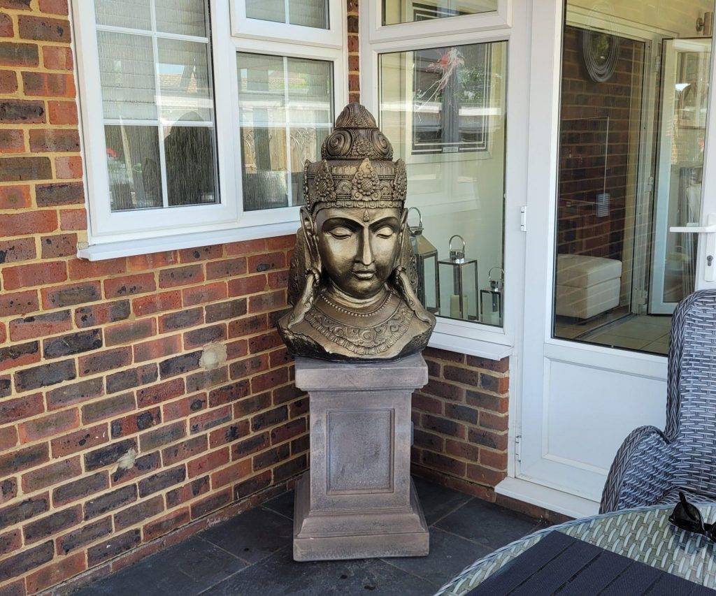 NEW PRODUCT Large Shiva / garden Buddha head on plinth - Stone Garden ...