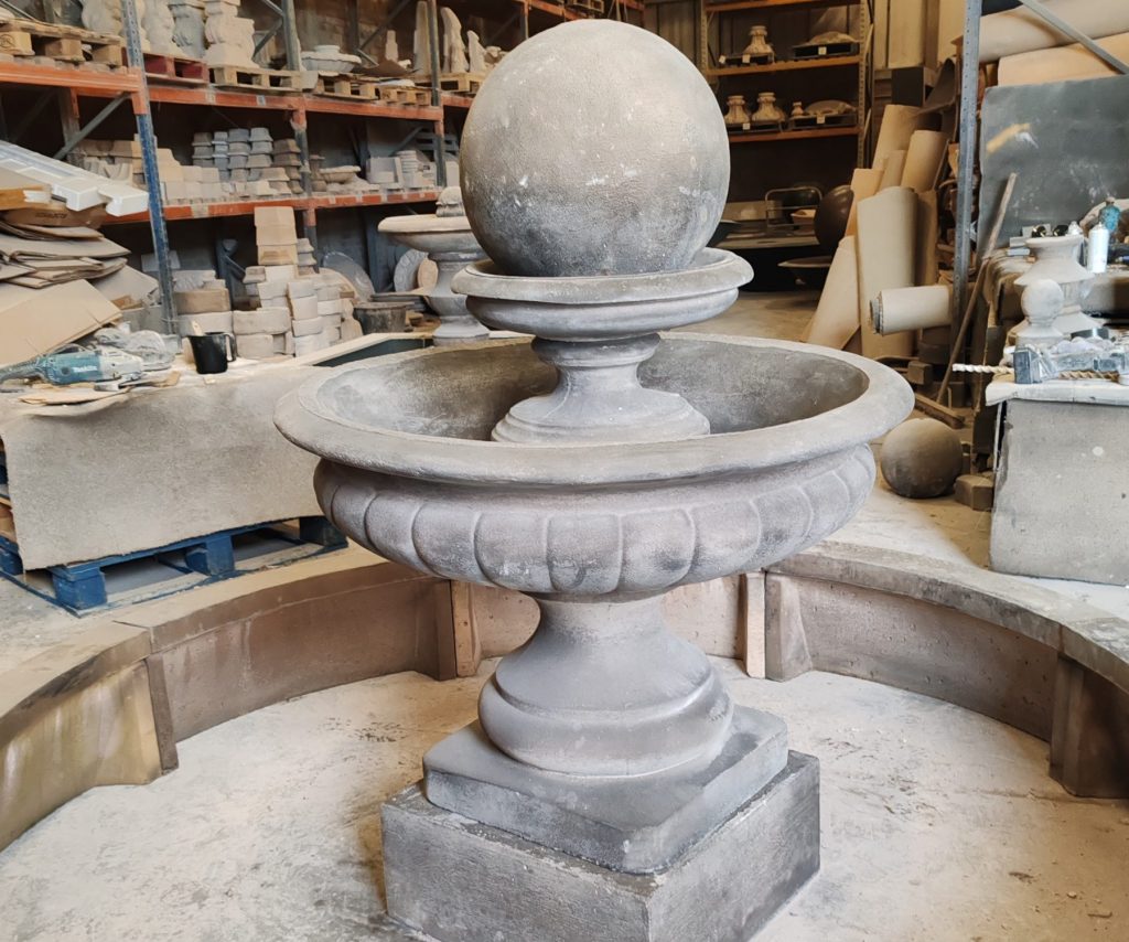 Slight seconds Hampshire ball fountain, in medium Romford pool surround ...