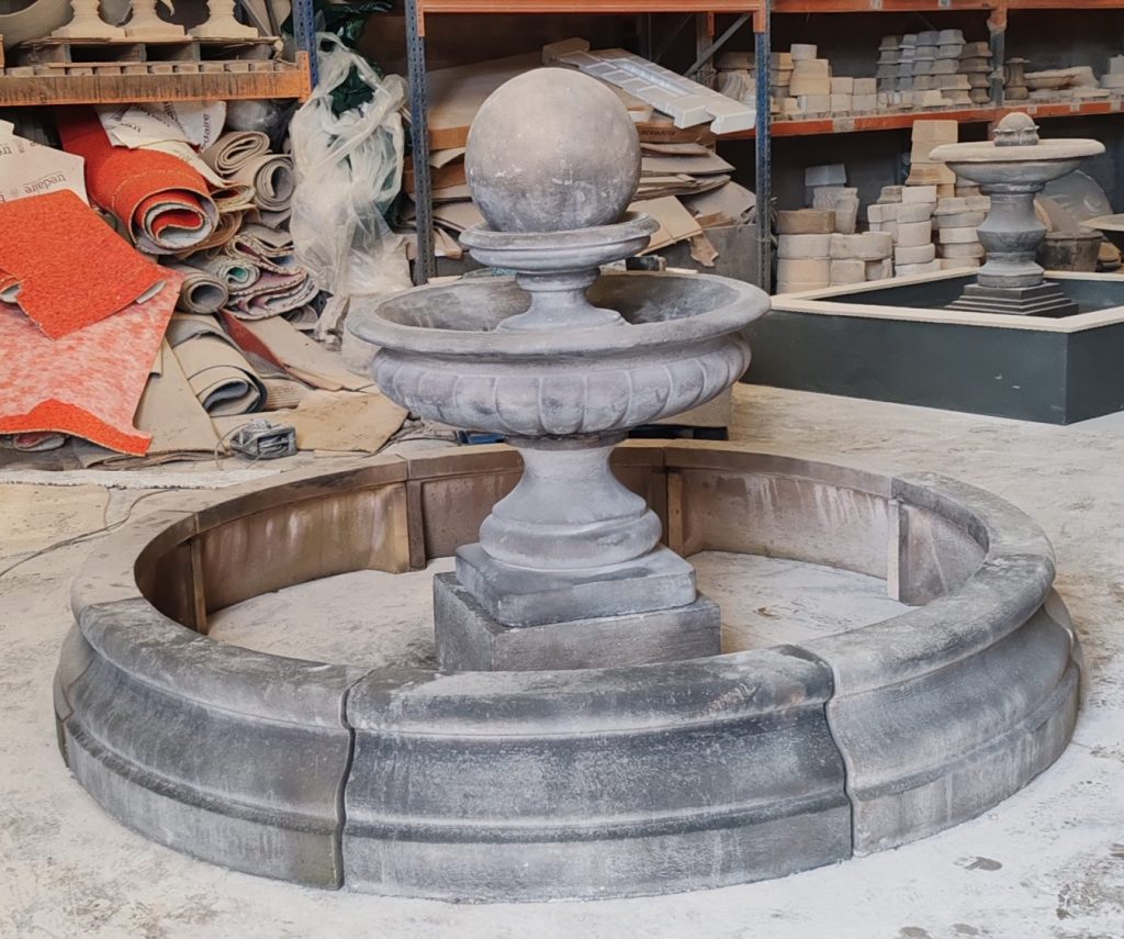 Slight seconds Hampshire ball fountain, in medium Romford pool surround ...